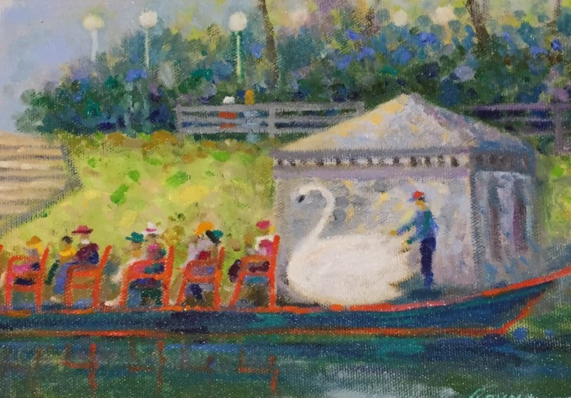 "Swanboat - Boston Public Garden" by Rowenna Anderson - Oil Painting