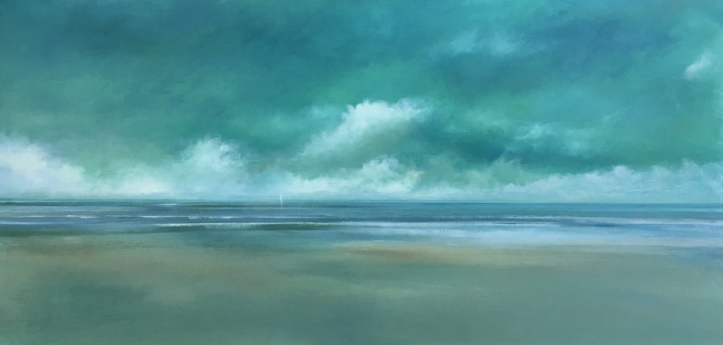 "Green Day" by Michael Marrinan - Contemporary Peaceful Coastal Oil Pa