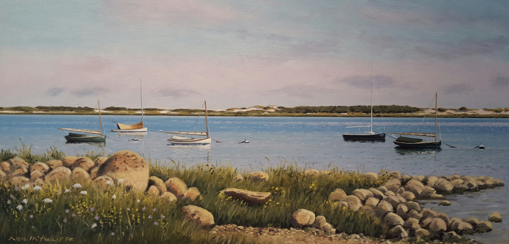 "Northside Cats" by Neil McAuliffe - Realist Cape Cod Oil Painting