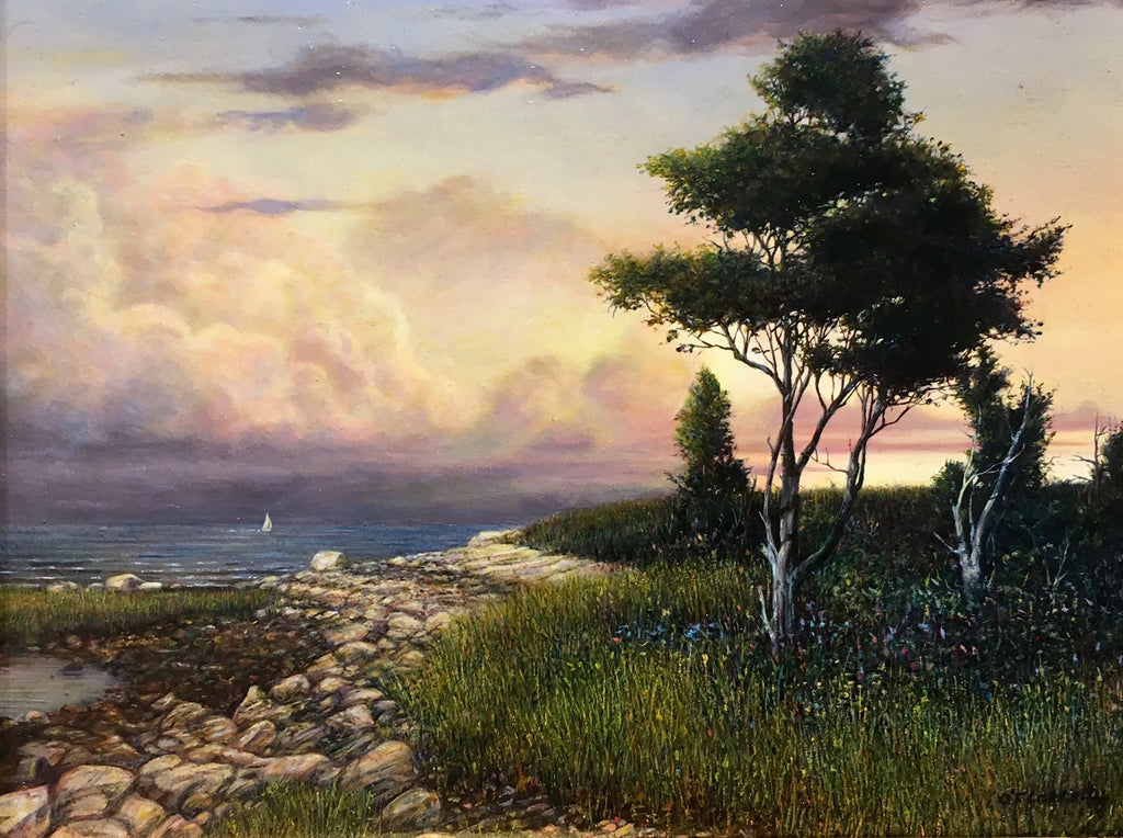 GOLDEN LIGHT OFF BASSETT'S ISLAND by Roderick O'Flahety - Realism Pain