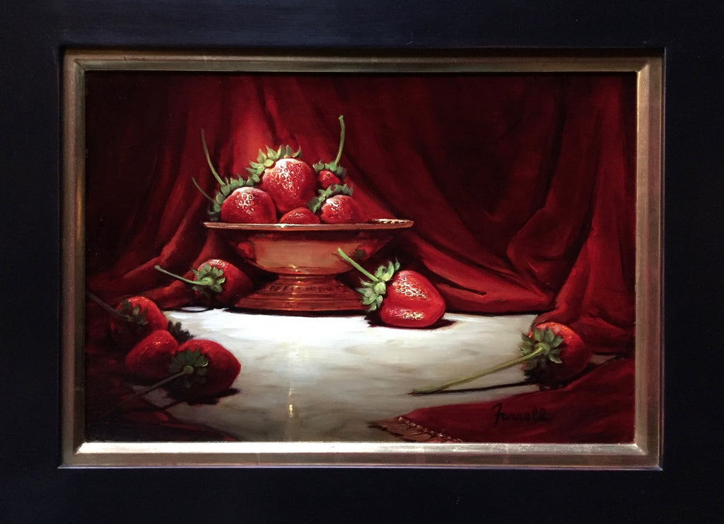 "Strawberries" by Sean Farrell - Vibrant Still Life Oil Painting