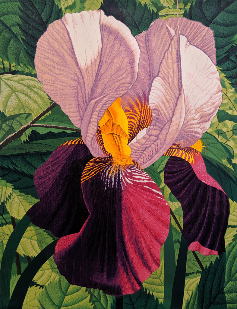 "Double Iris" by Gordon Mortensen - Limited Edition Reduction Woodcut